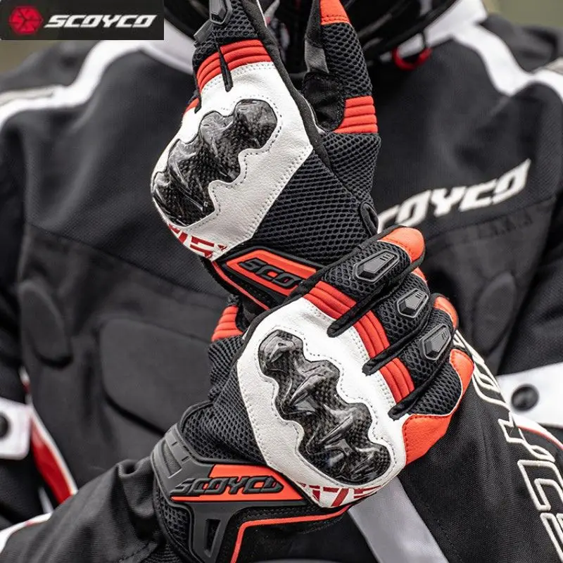 Scoyco Summer Motorcyclist Gloves Leather Motorcycle Gloves Carbon ...