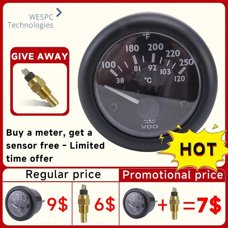 VDO-Water-Temperature-Gauge-38-120C-Water-Thermometer-24V-52MM-Diesel ...