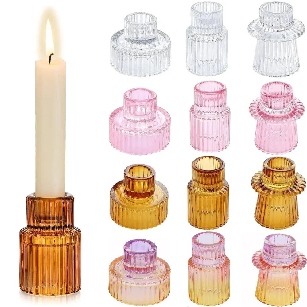 3Pcs Double Sided Taper Votive Glass Candle Holder Wedding ...