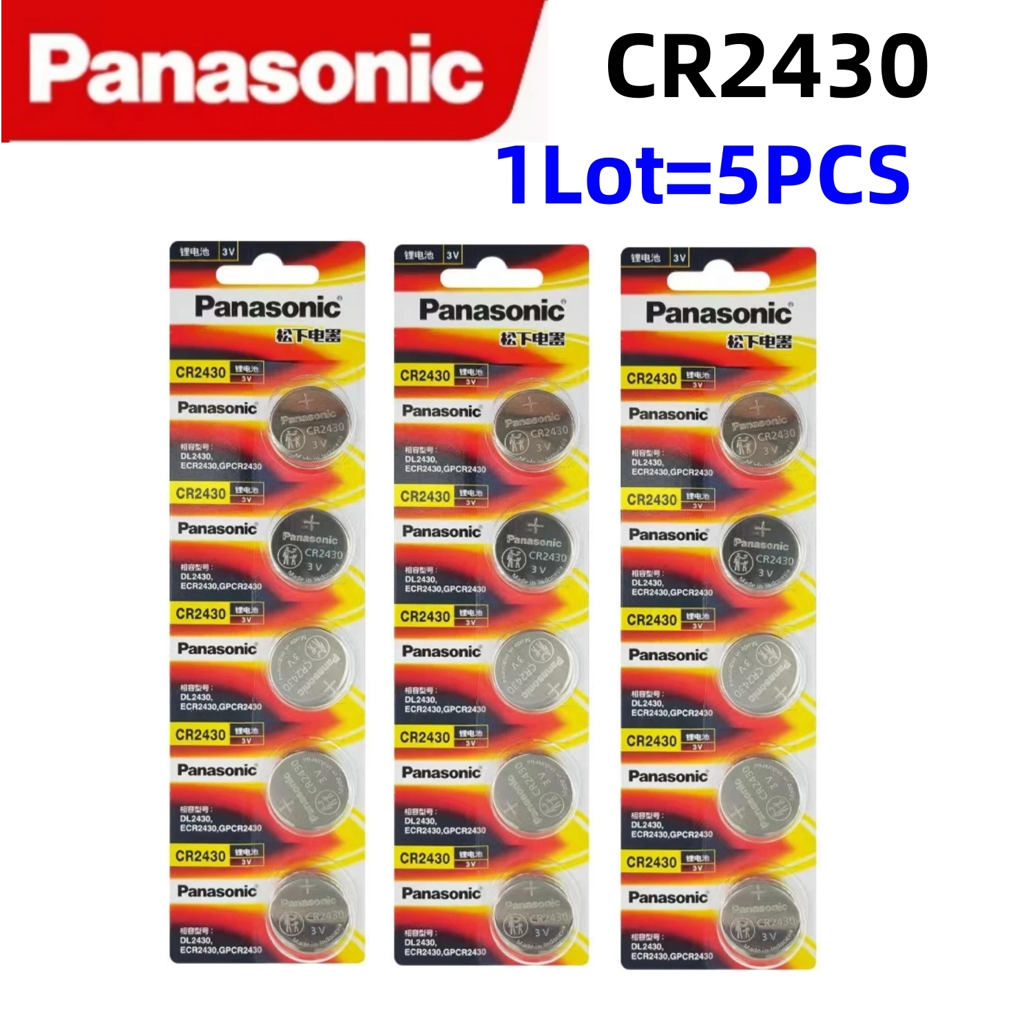 5PCS-Original-Panasonic-CR2430-Watch-Buttom-Battery-DL2430-ECR2430 ...