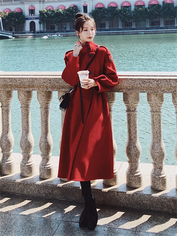 Red Trench Coat With Hood