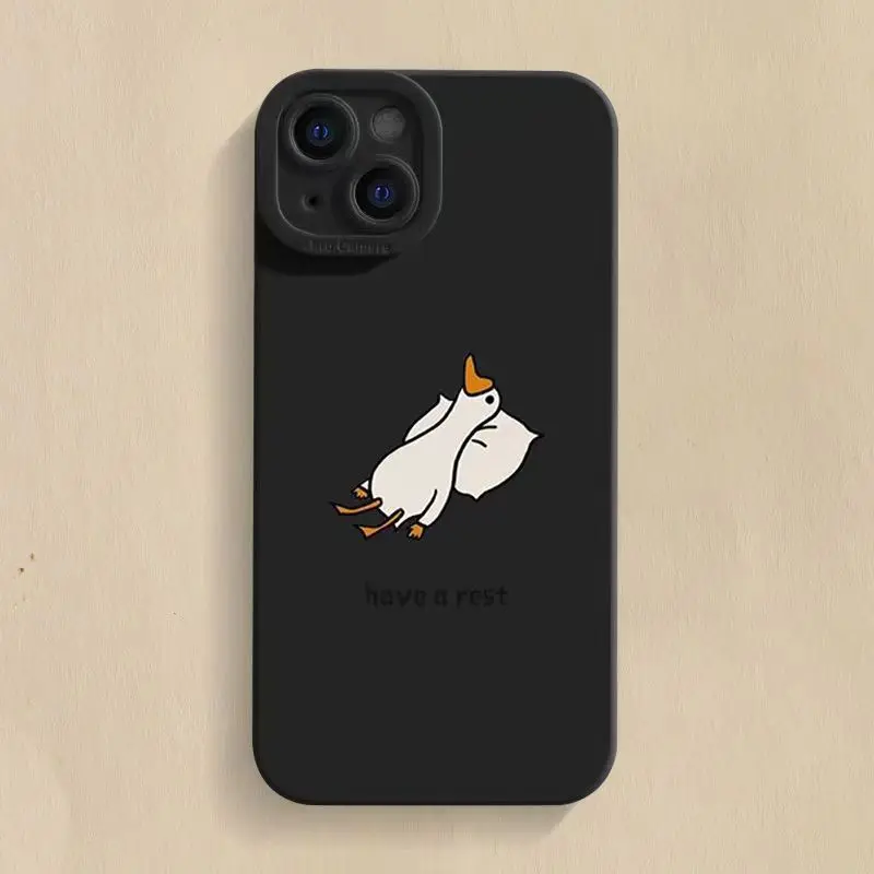 Minimalist-Cartoon-Lying-flat-Duck-Phone-Case-For-iPhone-14-13-12-11-15 ...