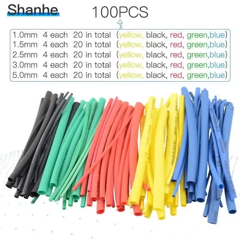 Electrical Cable Sleeving 1 Meter 2:1 Ratio Assorted Colors 1 Meter ...