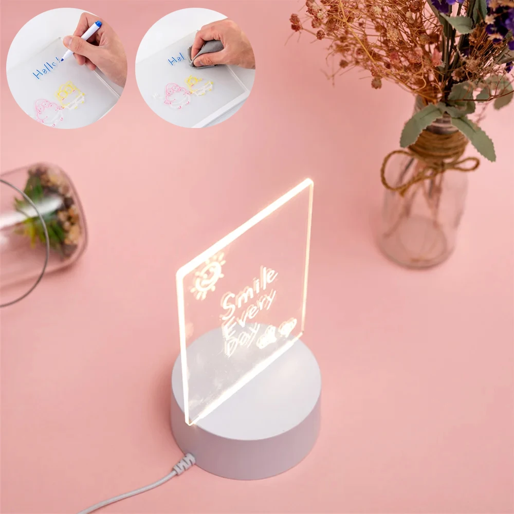 Transparent-Luminous-LED-Note-Board-USB-Charging-Message-Board-Lamp ...