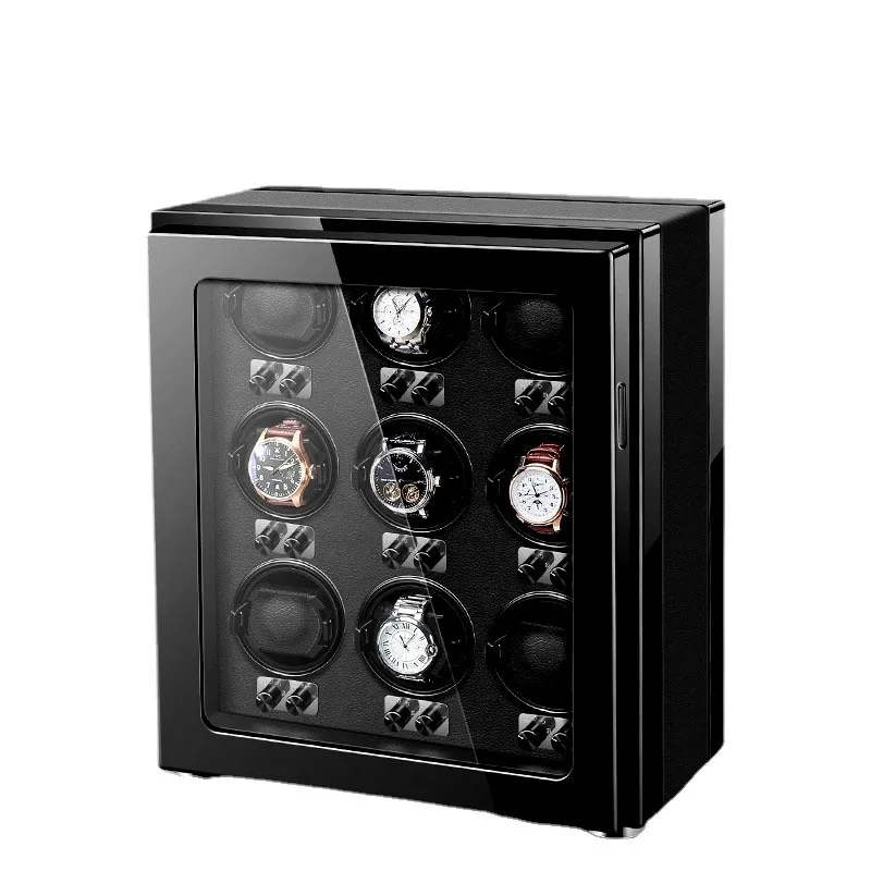 Wooden-Watch-Winder-Box-Storage-Automatic-Rotating-Watch-Box-9-Slots ...