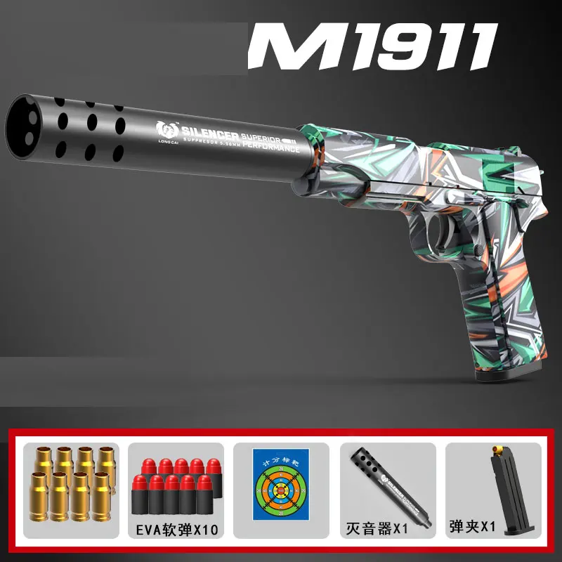M1911-Colt-Soft-Bullet-Shell-Ejection-Pistol-Toy-Gun-Blaster-Graffiti-Shooting-Model-Launcher ...