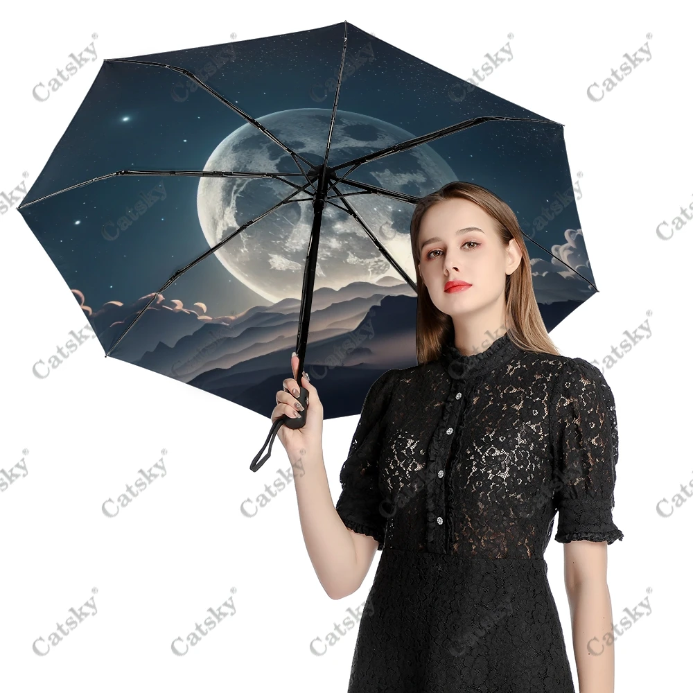 Super-Moon-And-Clouds-Umbrella-Rain-Women-3-Folding-Fully-Automatic ...