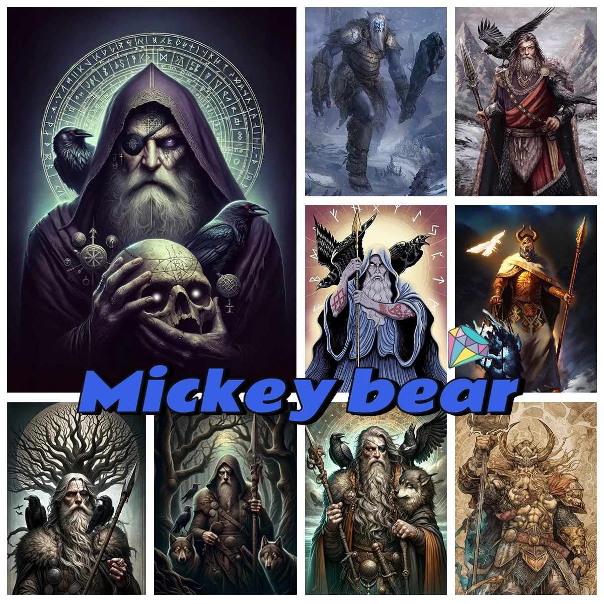 Norse-Mythology-Diamond-Painting-Kit-Odin-DIY-Diamond-Embroidery-Cross ...