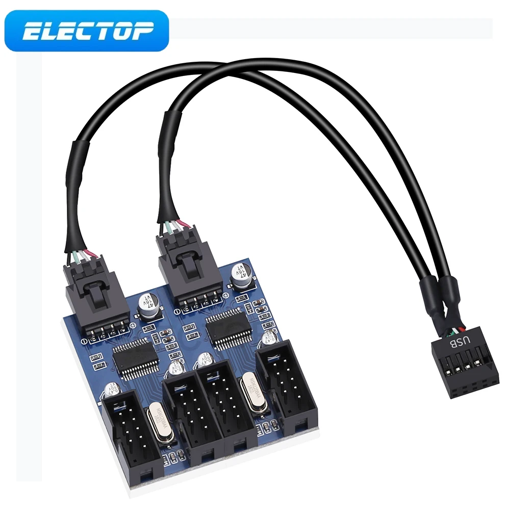 ELECTOP-USB-9pin-Expansion-Card-Male-1-To-2-4-Female-Extension-Cable ...