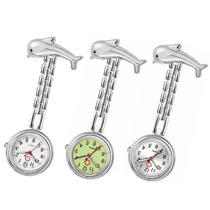 Cartoon-Dolphin-Shape-Fob-Watch-Portable-Hanging-Pocket-Watches-Nurses ...