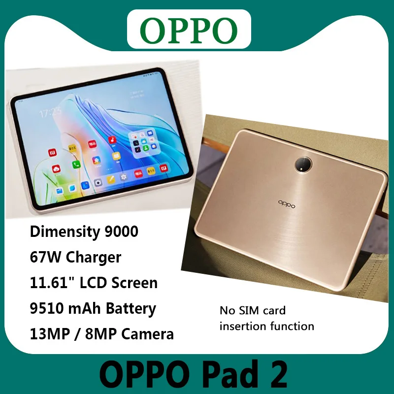 OPPO Pad 2 Tablet 8GB 256GB Dimenisy 9000 Octa Core 11.61'' 144Hz ...