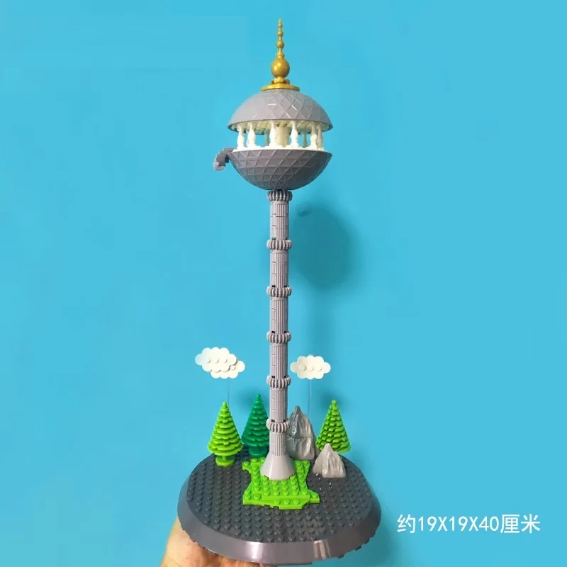 Cartoon Anime Scene Tower Pagoda Building Blocks Mini Action Figure ...