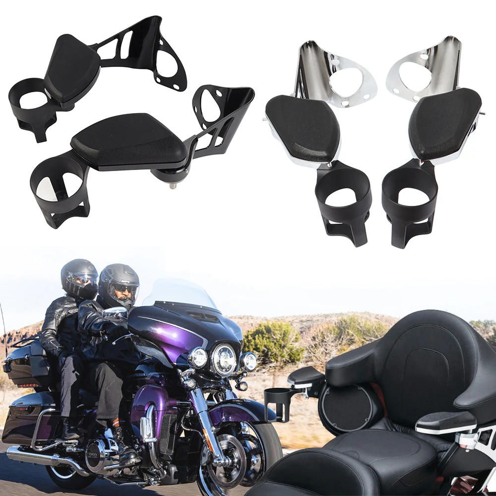 2PCS-Motorcycle-Rear-Passenger-Armrests-With-Drink-Cup-Holder-For ...