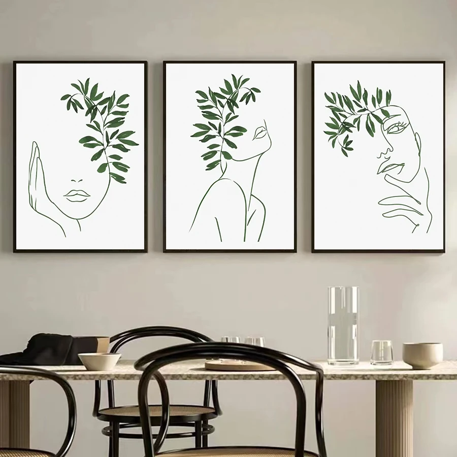 Pure-White-Simple-Line-Half-Face-Modern-Nordic-Indoor-Canvas-Minimalist ...