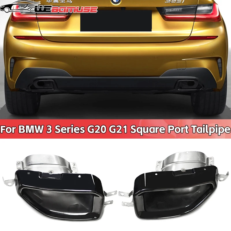 Car-Exhaust-Tip-Stainless-Steel-Black-Square-Exhaust-For-BMW-3-Series ...