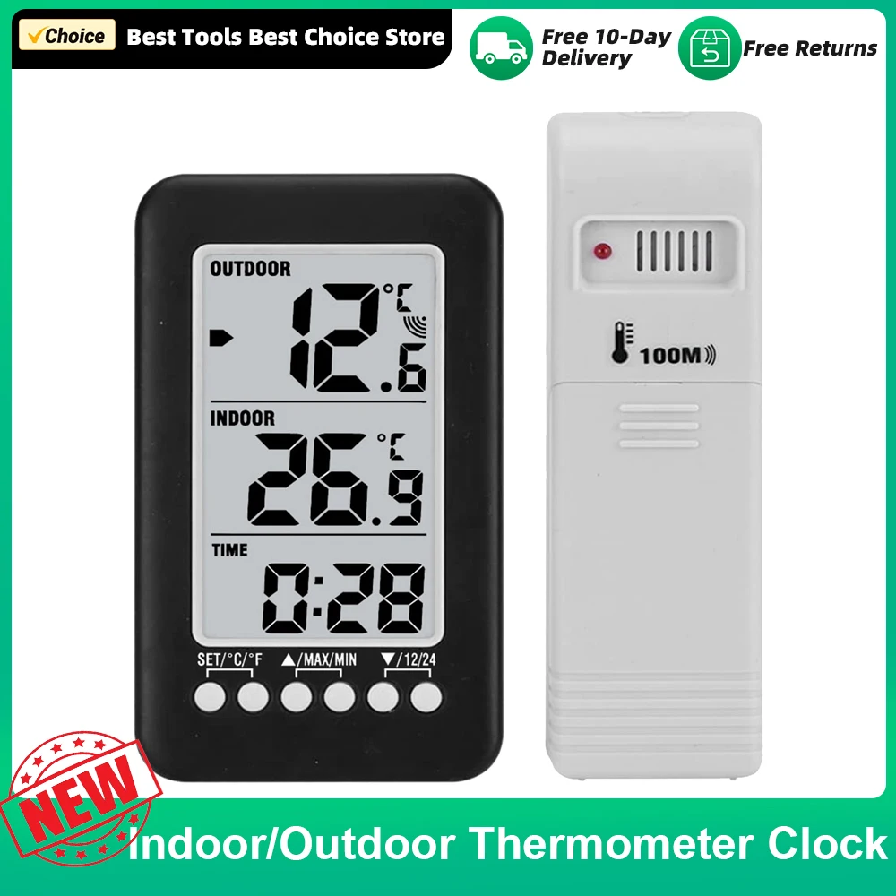 Household Thermometer LCD ℃/℉ Digital Wireless Indoor/Outdoor ...