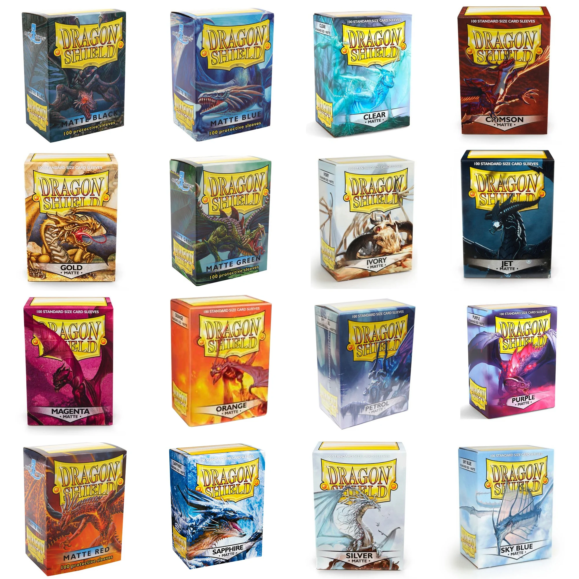 100 Pcs/box Colorful Matte Cards Sleeves Demark Dragon Shield Cards ...