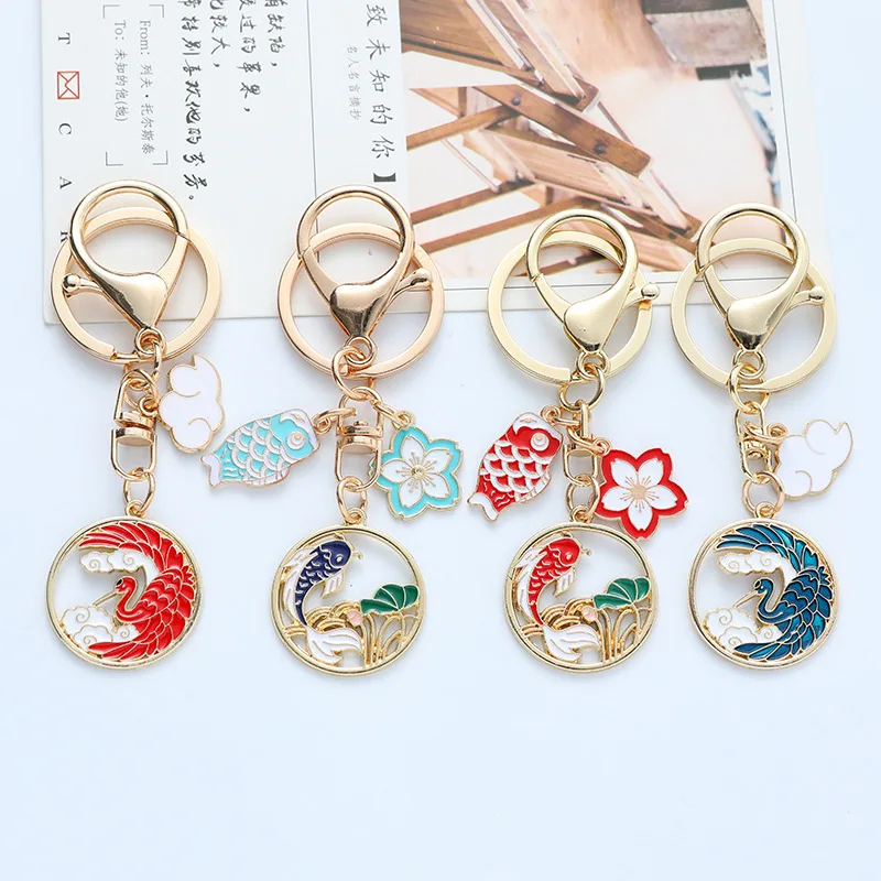 Fashion-Chinese-Style-Crane-Koi-Keychain-for-Women-Girls-Enamel-Flower ...