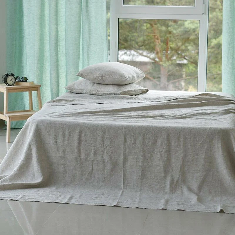 1-PC-Natural-France-Flax-Bed-Sheets-100-Linen-Washed-Solid-Color ...