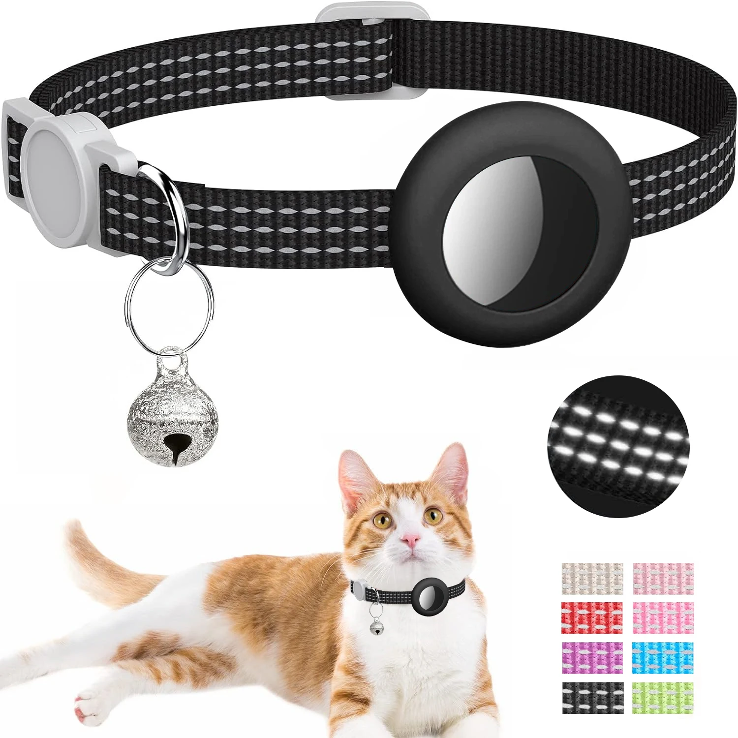 AirTag-Cat-Collar-Reflective-Air-Tag-Kitten-Collar-with-Bell-and ...