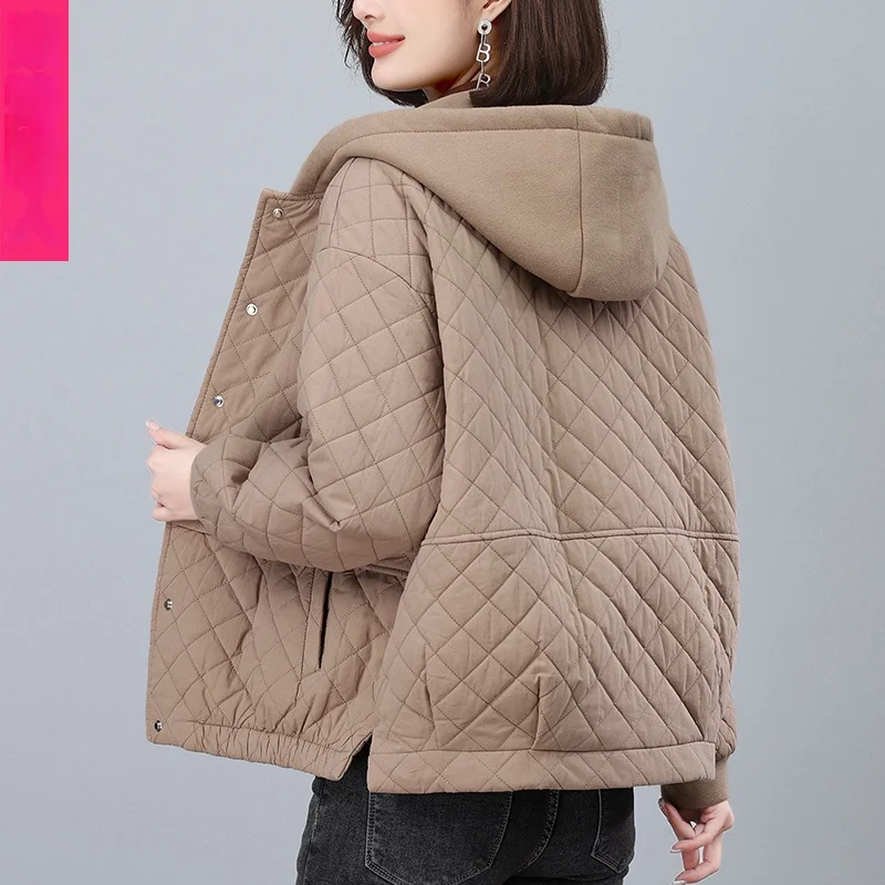 Women-s-Rhombus-Lightweight-Cotton-Padded-Down-Jacket-Loose-Casual-Hood ...