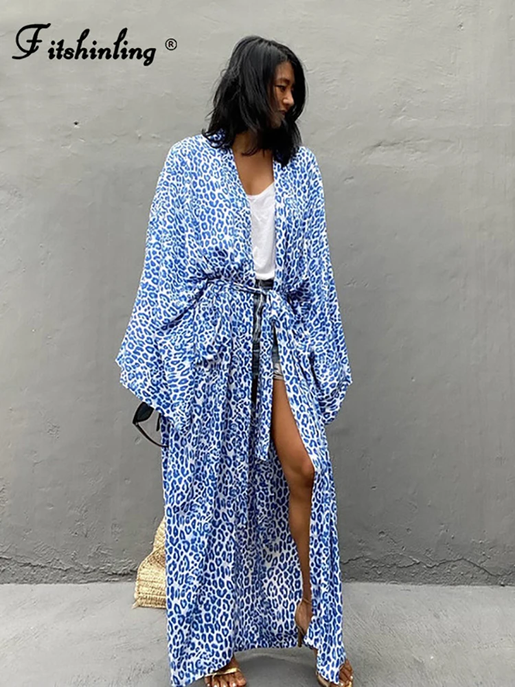 Fitshinling Leopard Oversize Beach Cover Up Bohemian Vintge Cotton ...