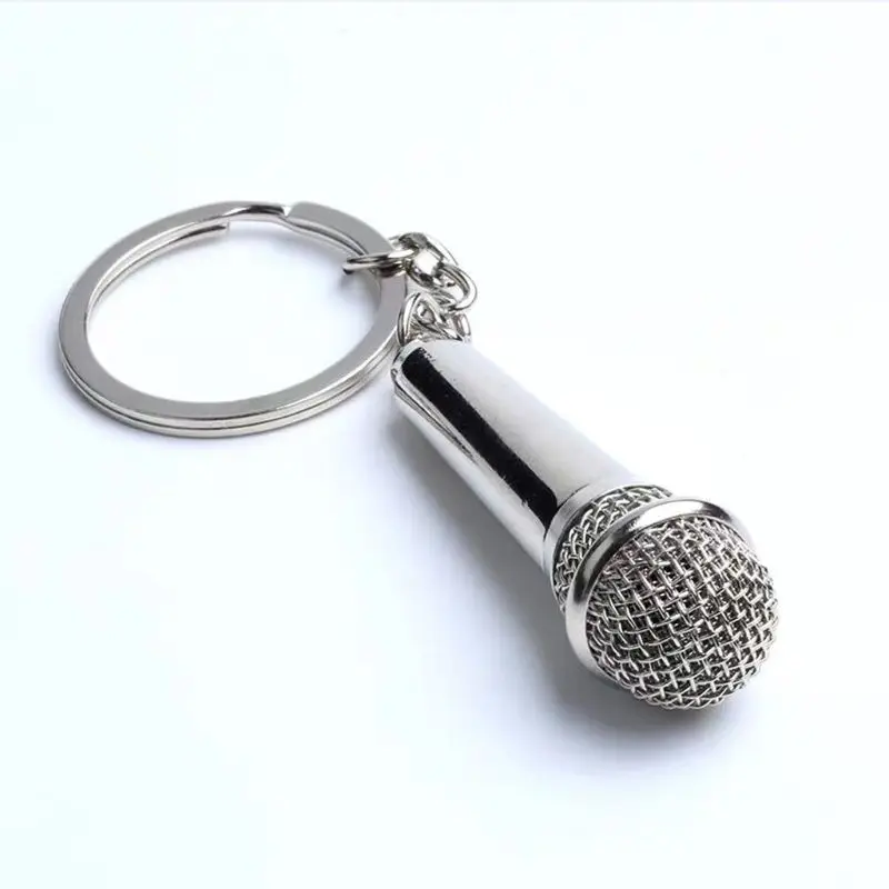 Silver-Microphone-Keychain-Nice-Car-for-Key-Ring-Singer-Rapper-Music ...