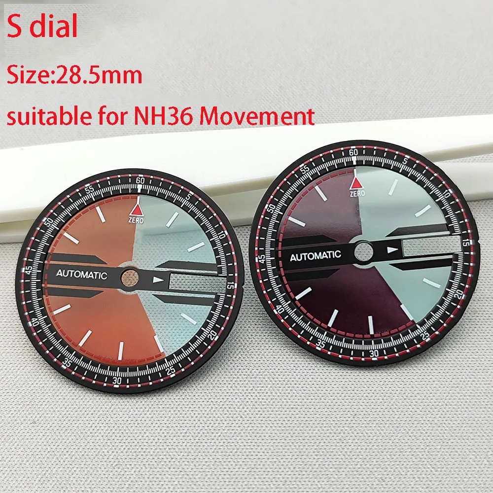 28.5mm Transparent Watch Faces NH36 Dial No Luminous Double Calendar ...