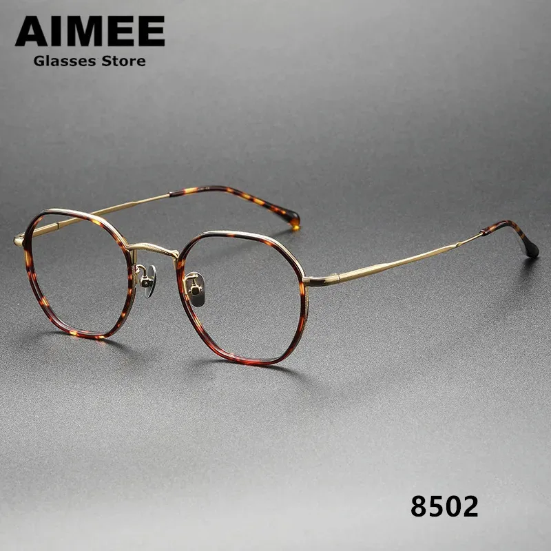Japanese Design Polygon Round Titanium Glasses Frame Men Vintage ...