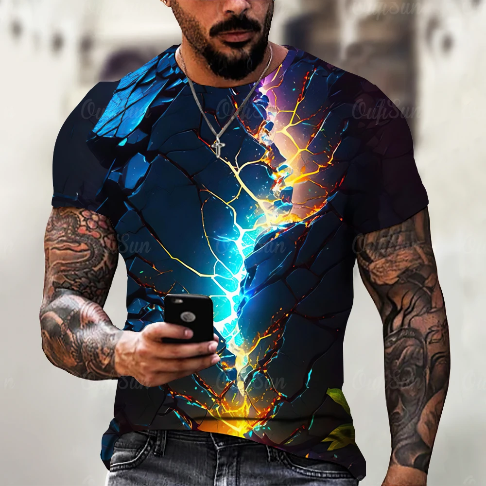 Camiseta-con-estampado-3d-de-rayos-para-hombre-Tops-de-manga-corta-moda ...