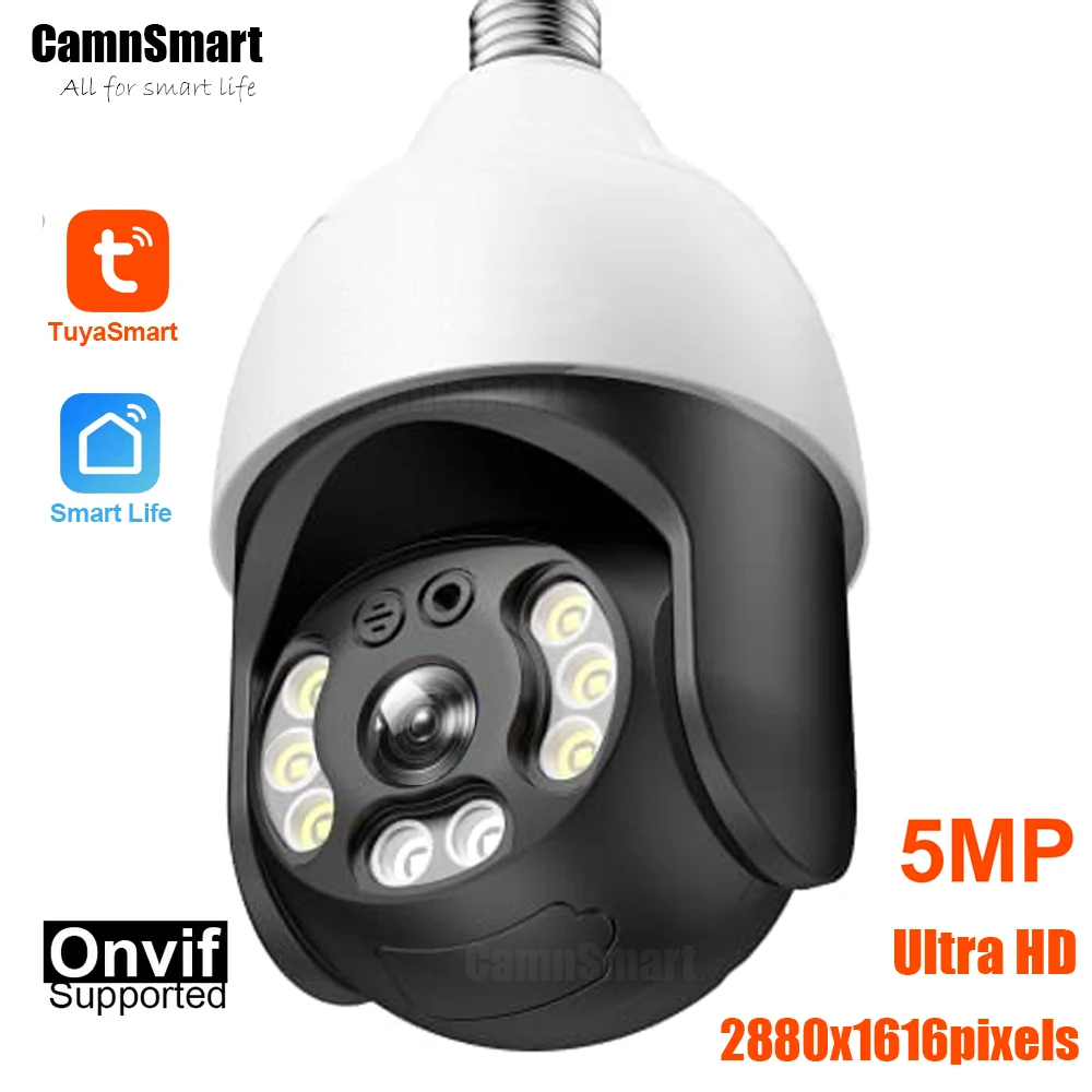 5MP-Security-IP-Camera-Onvif-NVR-E27-Light-Bulb-PTZ-Video-Surveillance ...