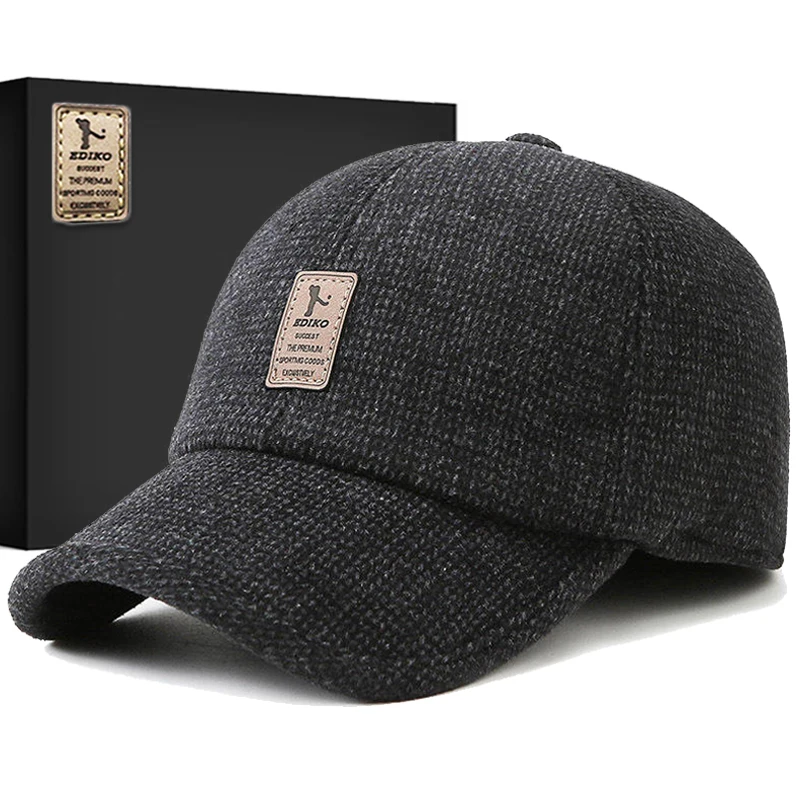 2022-New-Winter-Baseball-Cap-Woolen-Knitted-Ear-Cover-Hats-Windproof ...