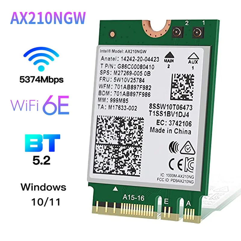 Intel AX210 WiFi Card Adapter Bluetooth 5.2 Wireless AX210NGW 2400Mbps ...