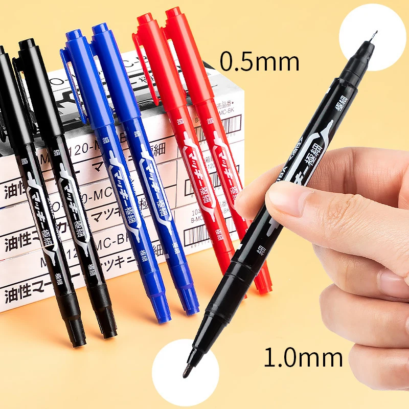 10pcs-Twin-Tip-Permanent-Marker-Pen-Oily-Fine-Point-Waterproof-Ink-Thin ...
