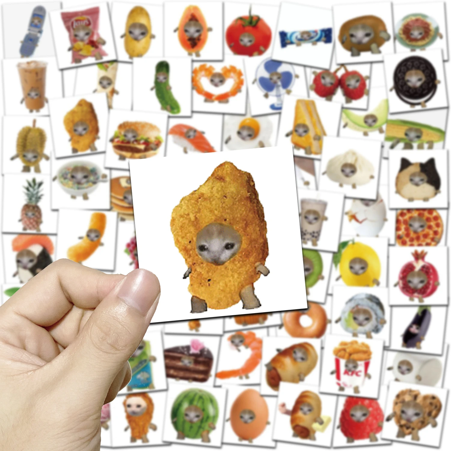 10/50pcs Kawaii Cat Food Meme Sickers Funny Decal Bicycle Notebook ...