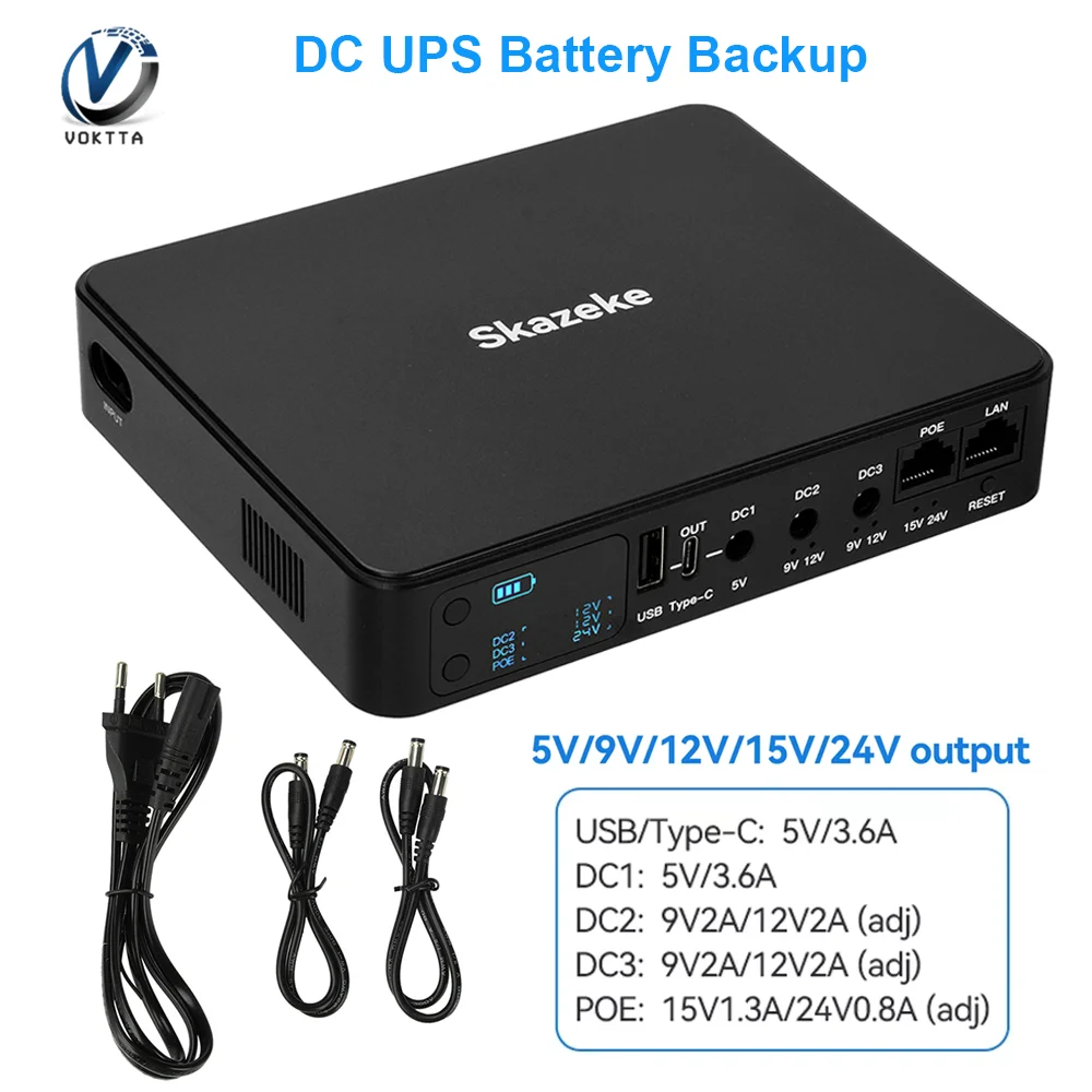 18000mAh 10400mAh DC UPS Battery Backup 5V 9V 12V 24V Output Router ...