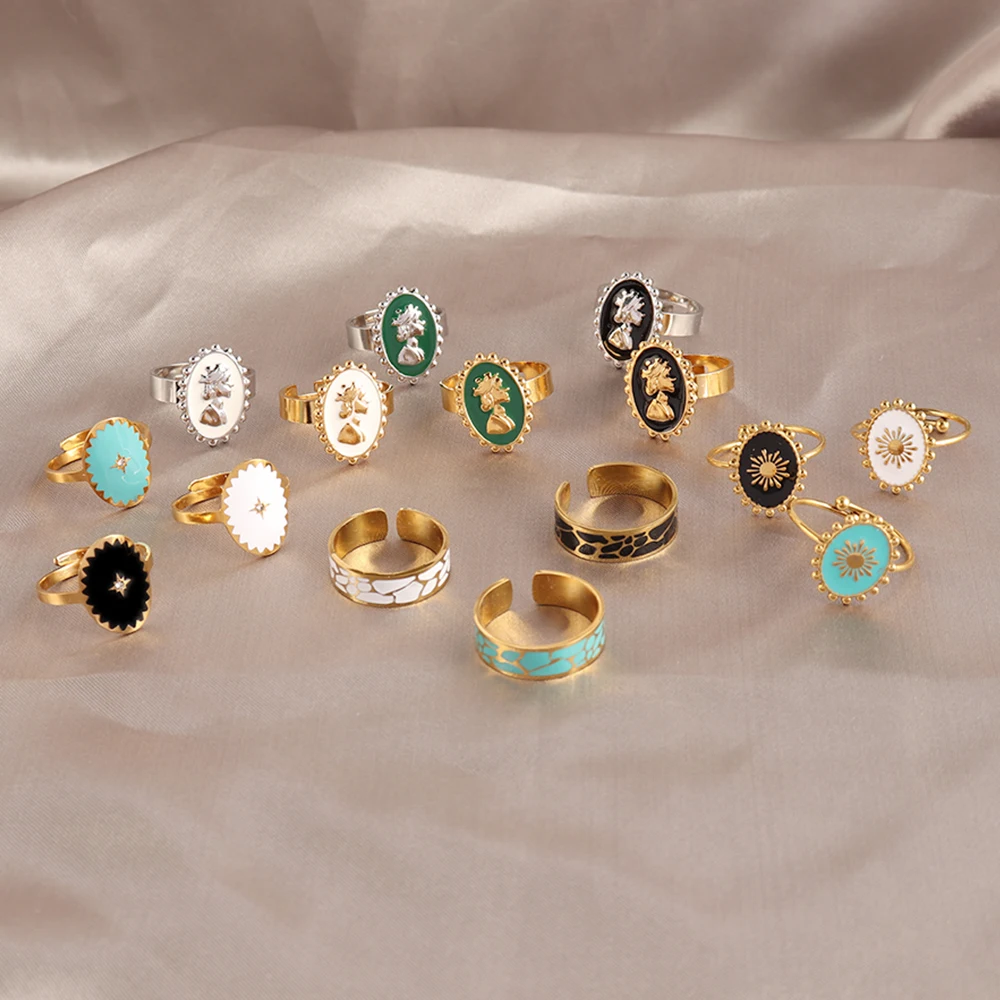 Punk Women's Ring Stainless Steel Ring Open Rings for Women Geometry ...