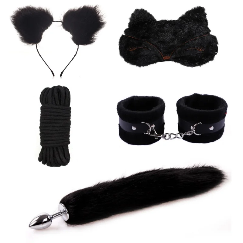 Exotic-Sexy-Accessories-Bdsm-Plush-Handcuffs-Blindfold-Anal-Tail-Plug ...