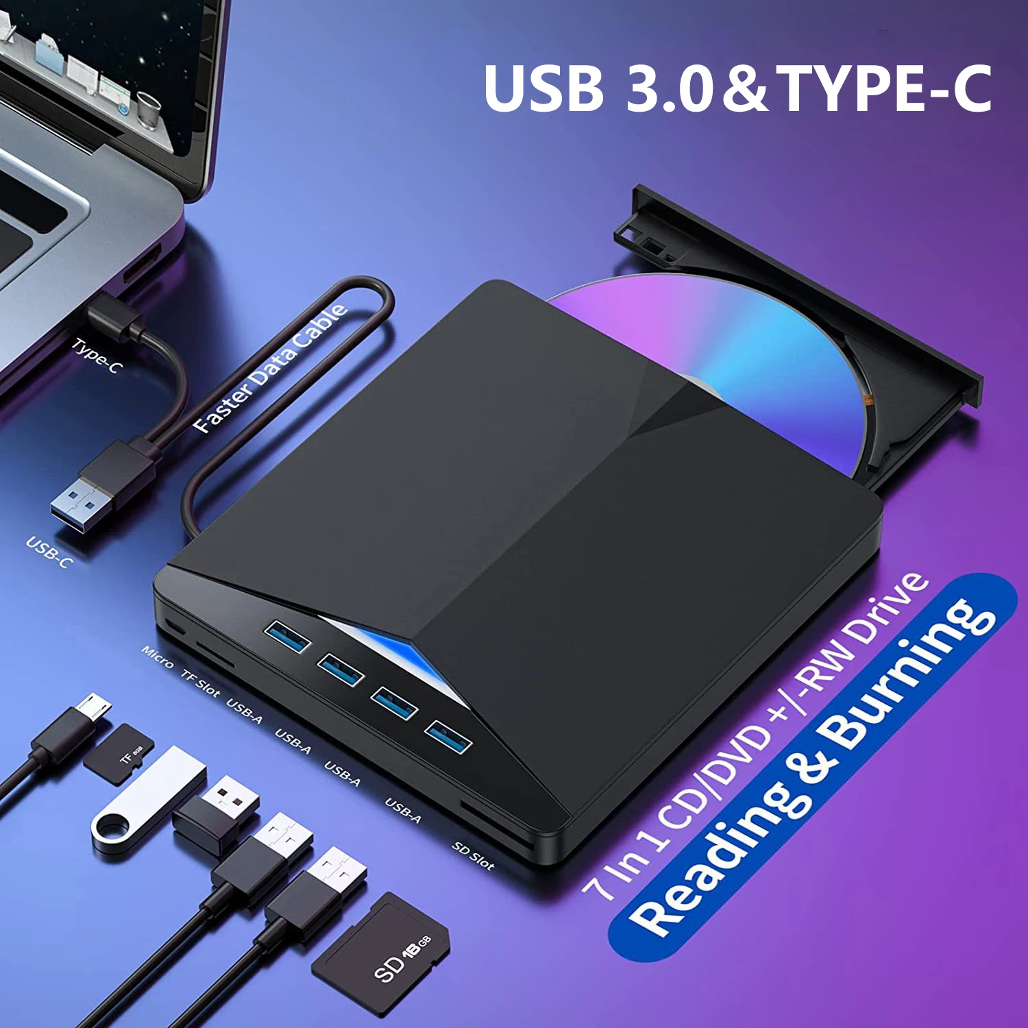 USB-3-0-Type-C-External-CD-DVD-RW-Optical-Drive-7in1-Multifunctional ...