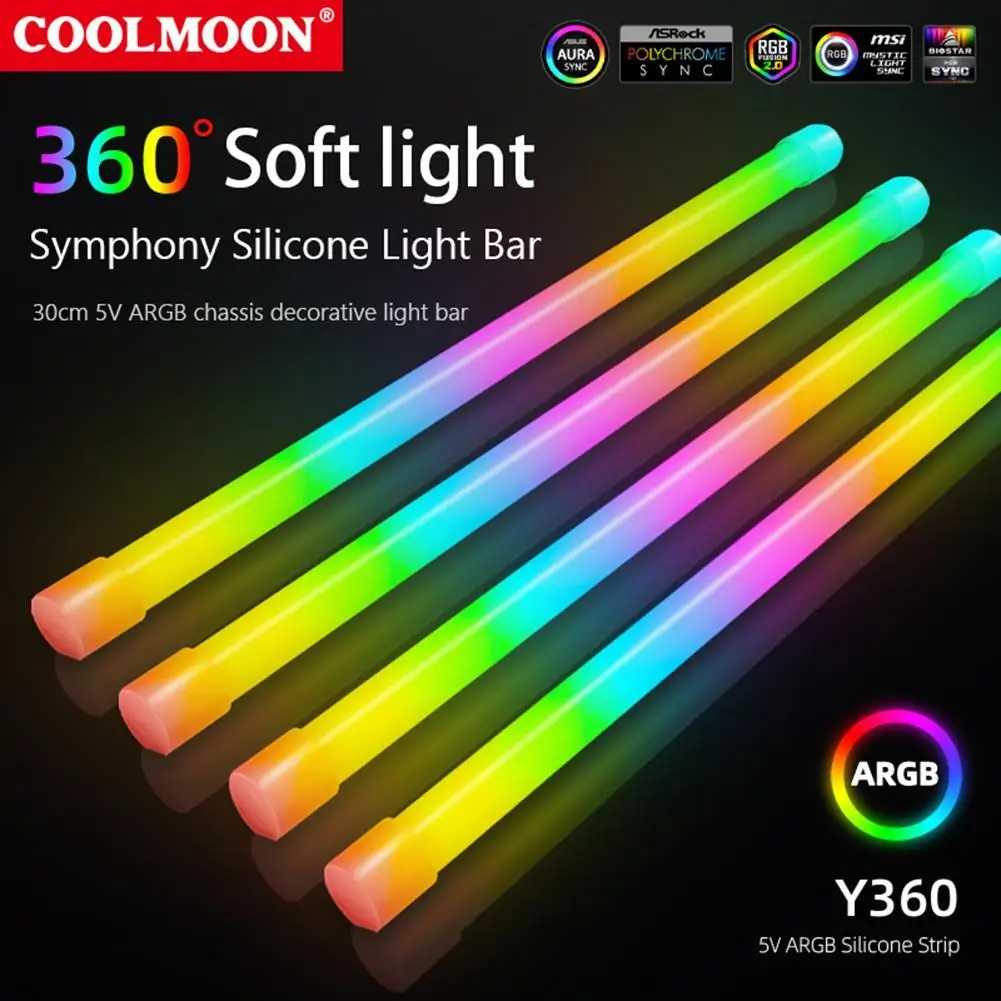 Coolmoon-30Cm-Rgb-Led-Strip-Argb-Pc-Case-Led-Light-Bar-5V-3PINx2-4PIN ...
