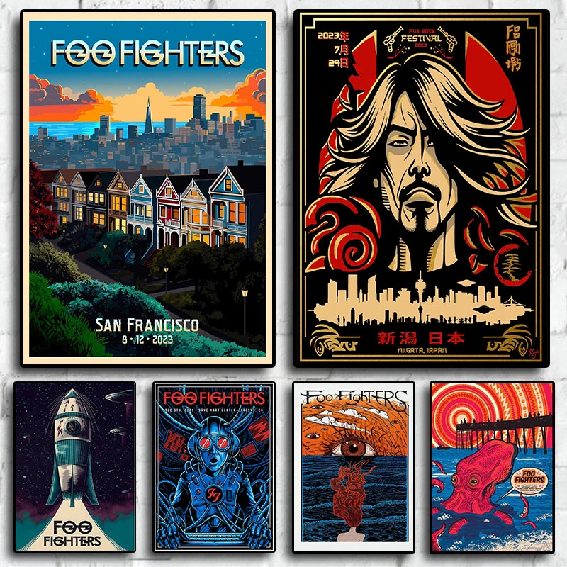 Foo-Fighters-Comic-Poster-Set-Rock-FF-Band-Music-Concert-Cover-Horror ...