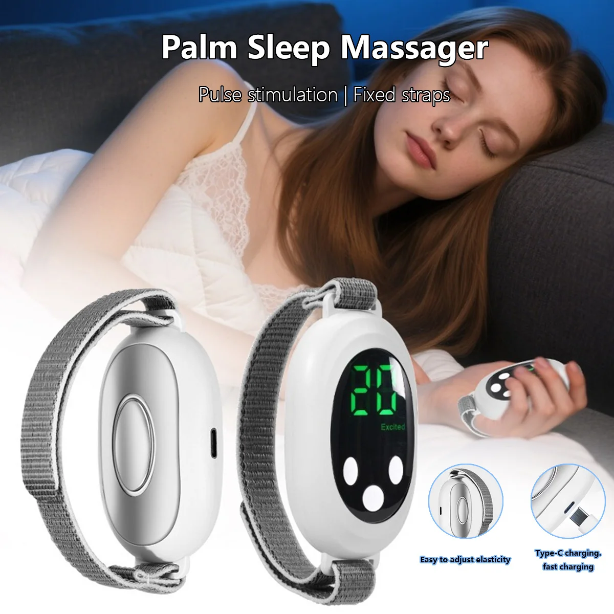 Palm Pulse Massager Handheld EMS Sleep Aid Device Microcurrent ...