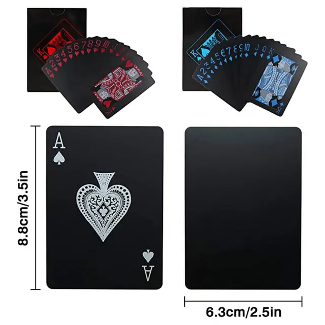 Poker Cards Cool Black Waterproof Deck Cards Table Games 180-degree ...