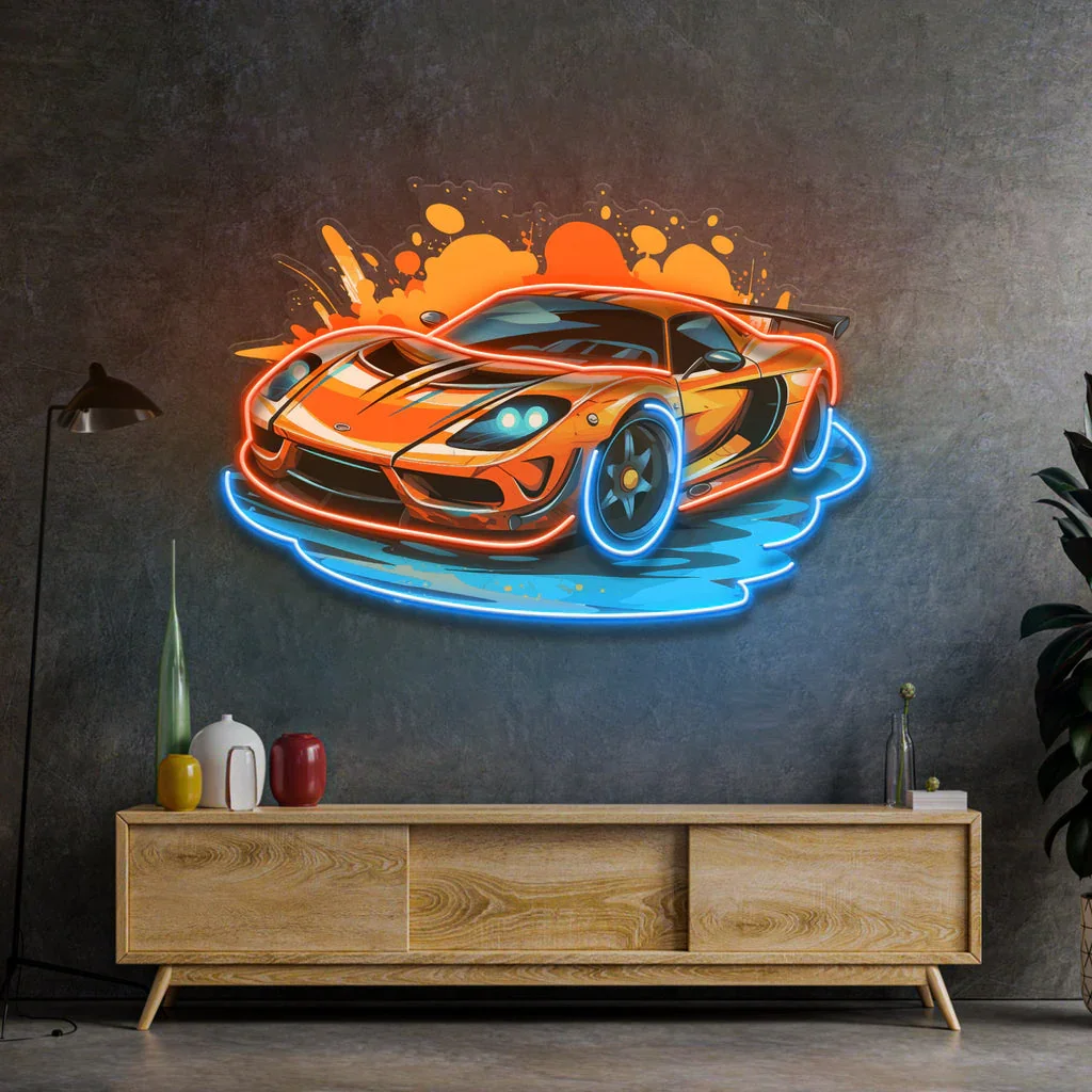 Cool-Car-Neon-Sign-Acrylic-UV-LED-Lights-Cartoon-Car-Living-Room-Game ...
