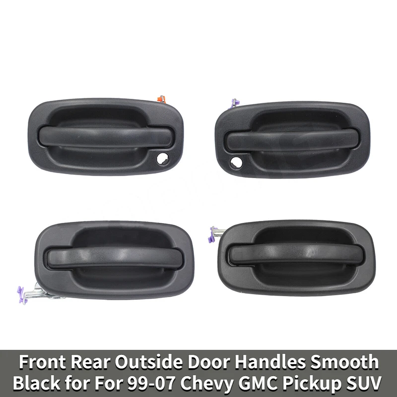 Front-Rear-Outside-Door-Handles-Smooth-Black-for-For-99-07-Chevy-GMC ...