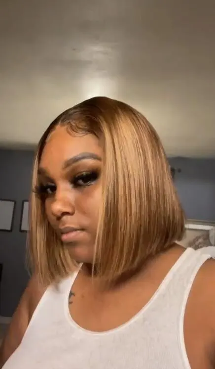 P4/27 Highlight Short Bob Wigs 13x4/13x6 Lace Front Human Hair Wigs wi ...