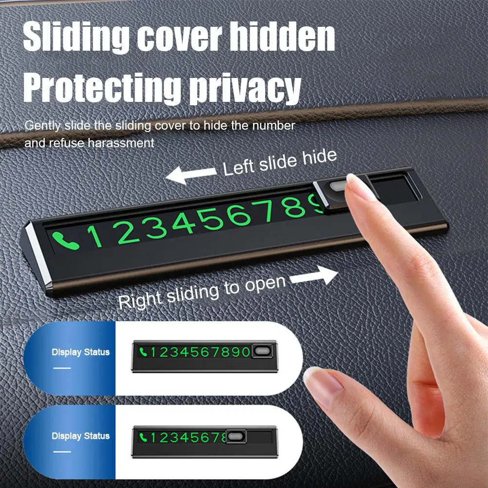 Car-Temporary-Parking-Card-Zinc-Alloy-Phone-Number-Card-Plate-Digital ...