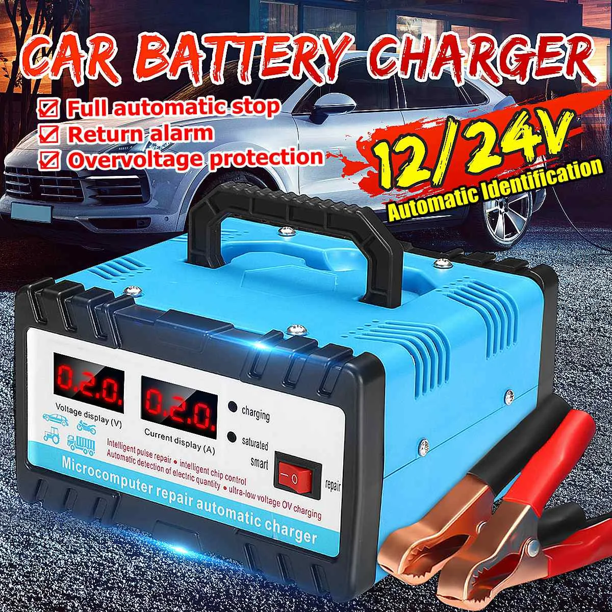 12V/24V 6-400AH 20A Full Automatic Car Battery Charger 110V/220V ...