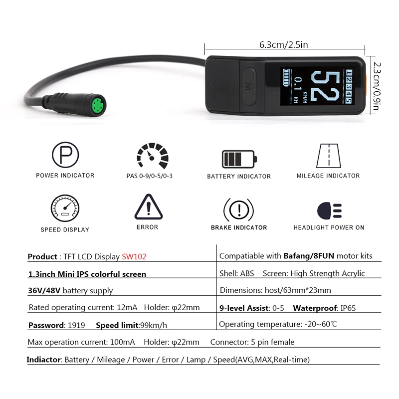 Sw102 Mini Lcd Display Bbs0102 Bbshd M400 G330 G510 M620 Uart Electric ...