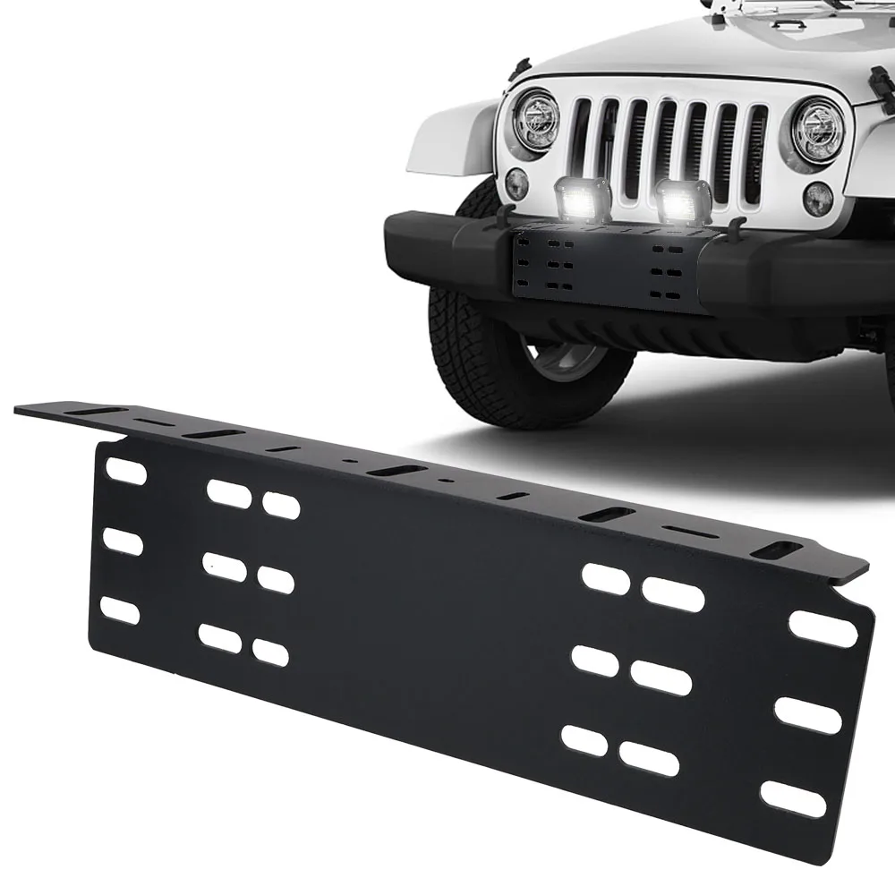 Front Bumper License Plate Mount Bracket 4x4 LED Work Light Bar ...